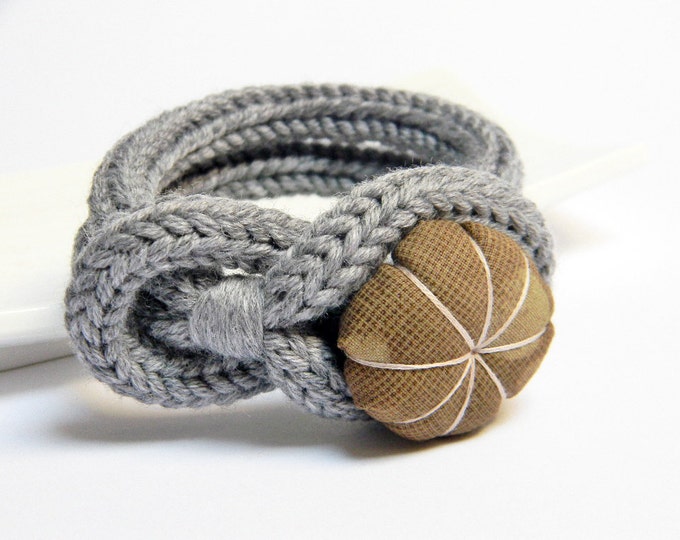 Knot Bracelet Tweed Light Grey Wool Bracelet Handmade - Etsy