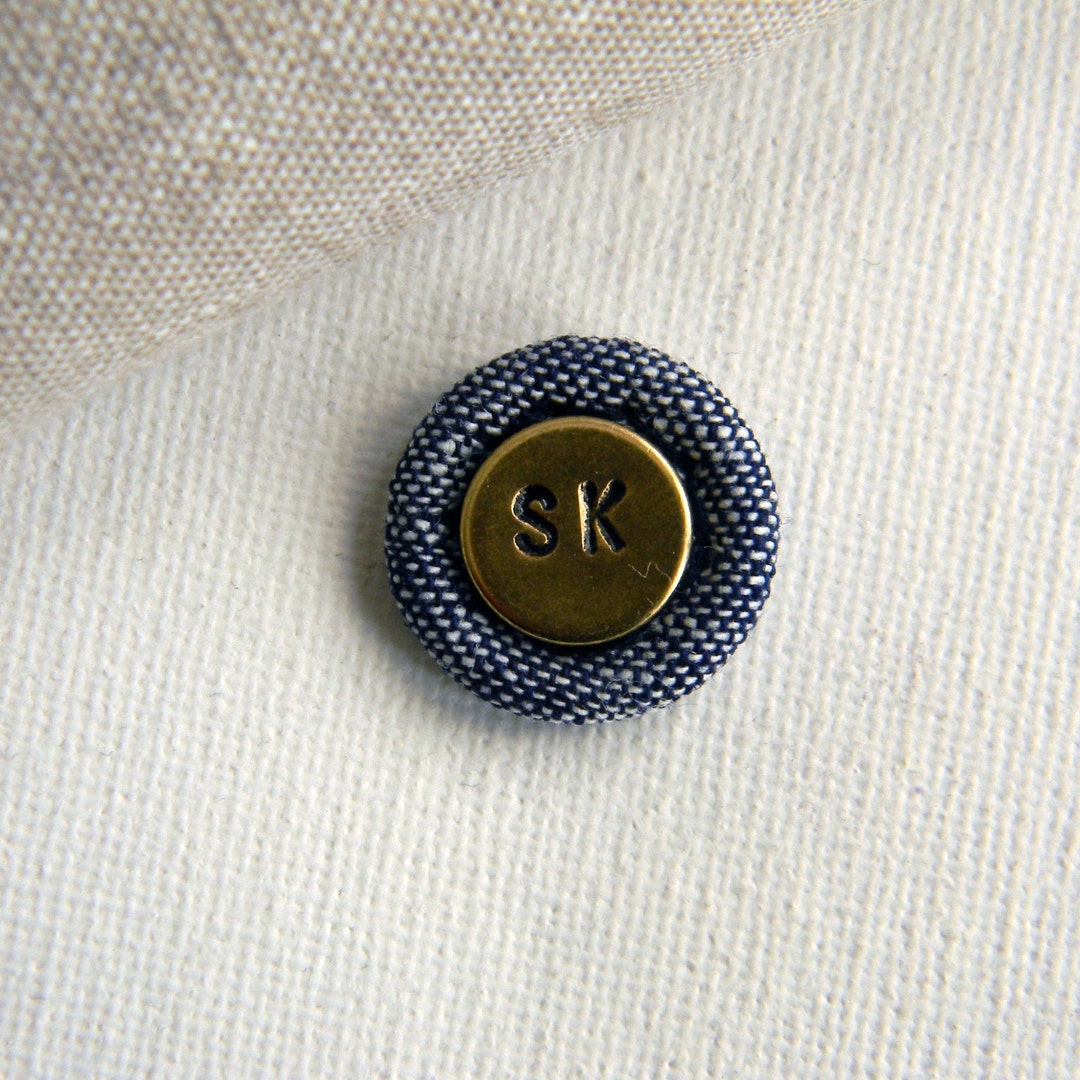 Linen Lapel Pin. Initial, Monogram Lapel Pin. One or Two Initials ...