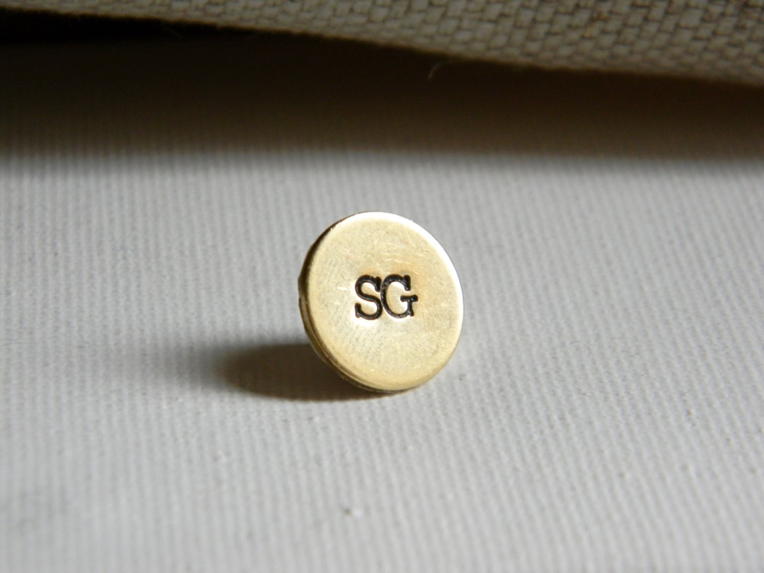 Initials Lapel Pin. Brass. Custom Lapel Pin. Tie Tack. Monogram. Round ...