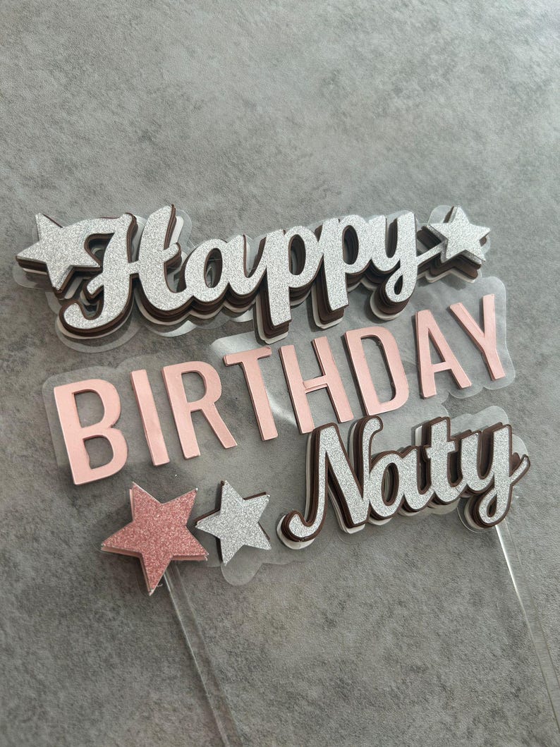 Happy Birthday Cake Topper, Custom Birthday Cake Decoration ...