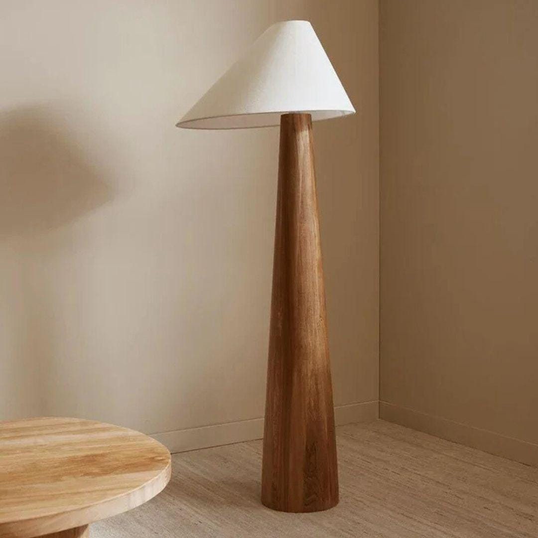 Tapered Oak Wood Floor Lamp - Etsy