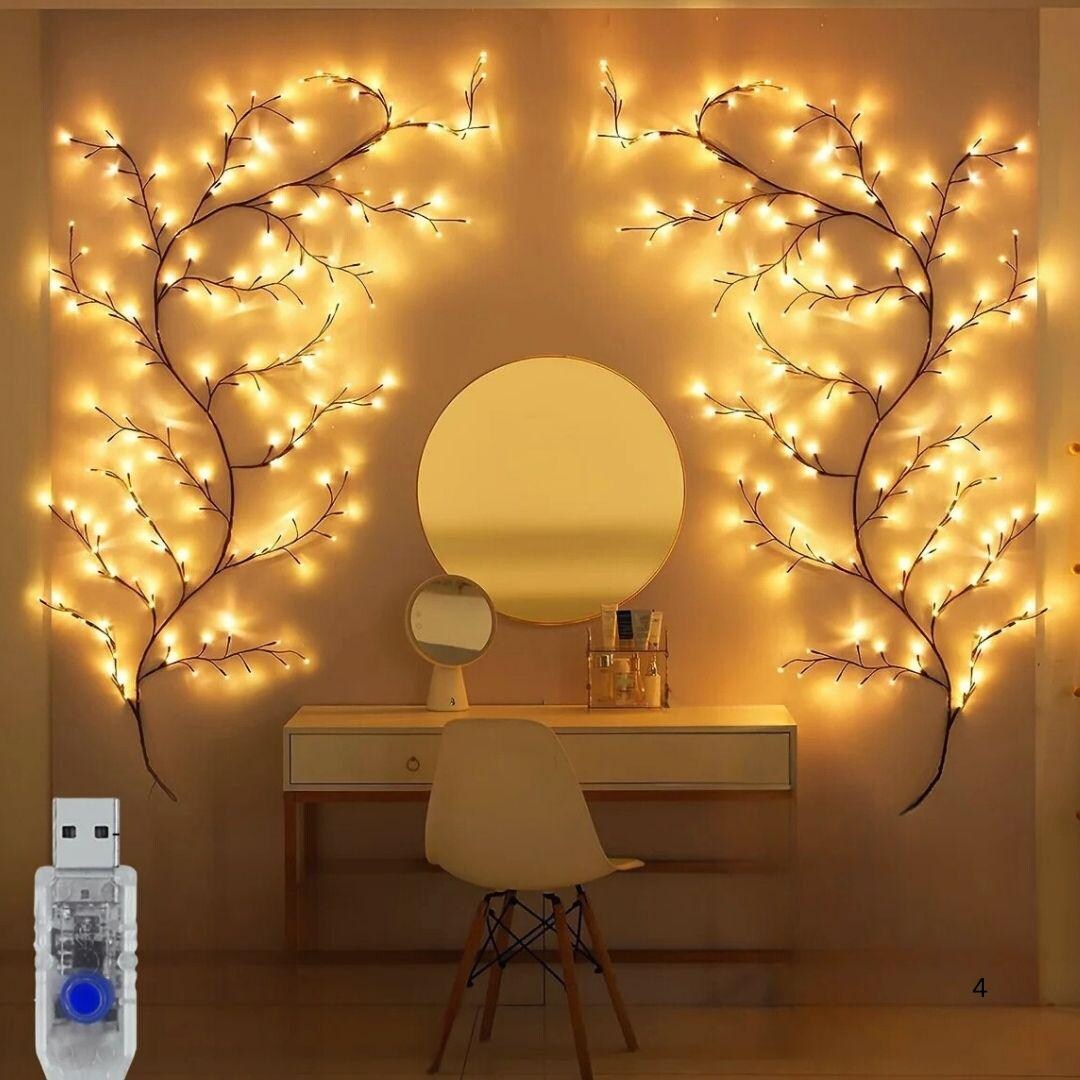 96 LED BULB Tree Branch Lamp Bedroom Wall Decoration Willow Vine Tree ...