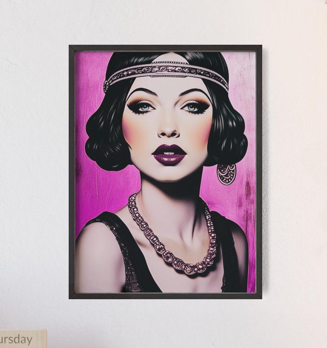 Wall Art Pink, 1920s Poster, Flapper Girl Print, Art Nouveau, Vintage ...
