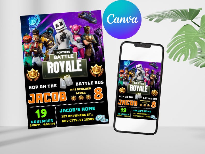 Editable Fort Game Birthday Invitation | Fort Night Birthday Party ...