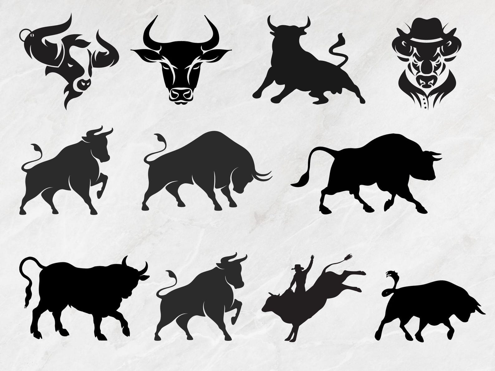 Bull Svg Bundle, Bull Png Bundle, Bull Clipart, Bull Digital Download ...
