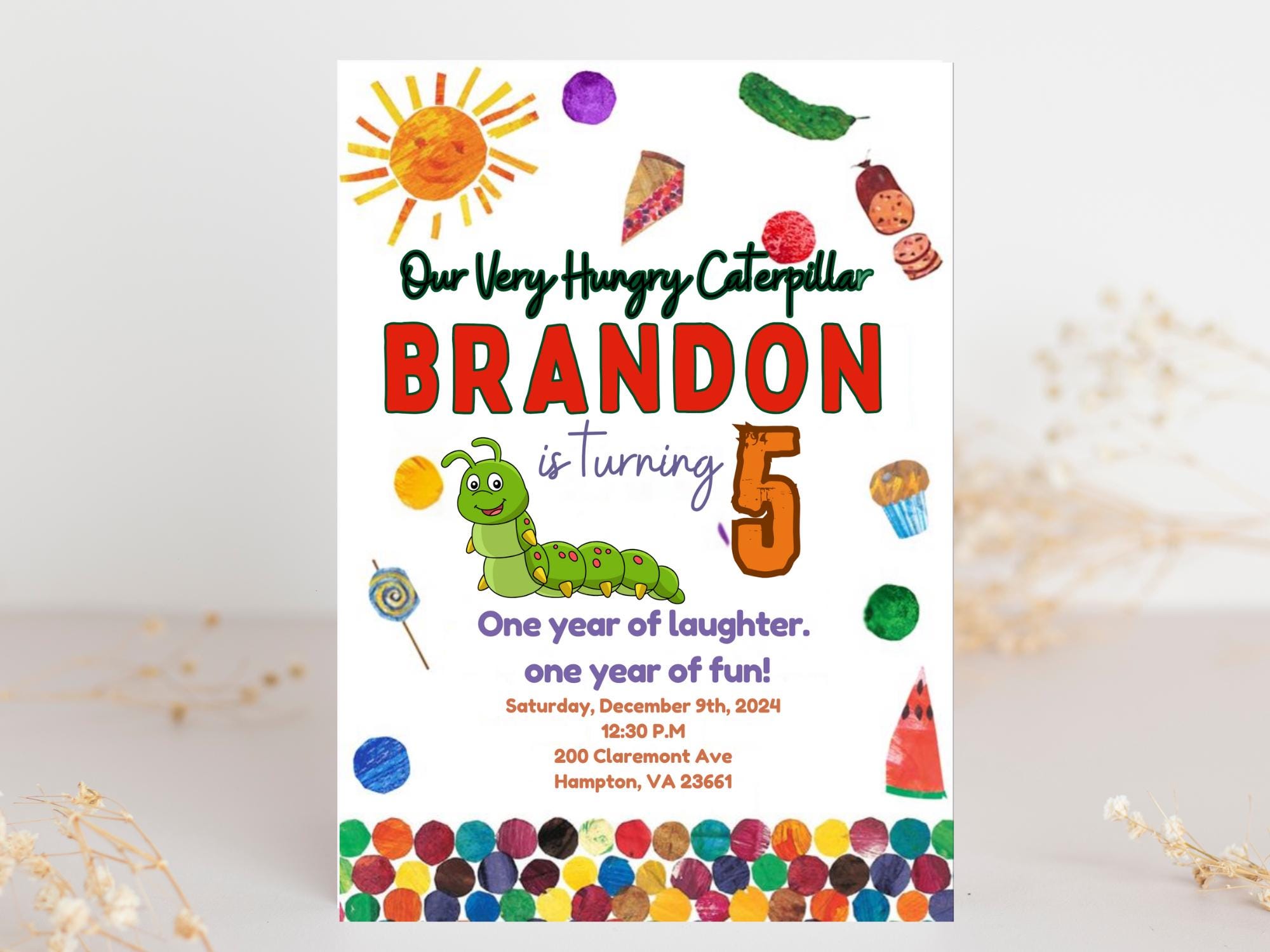 Editable the Very Hungry Caterpillar Birthday Invitation, Canva ...