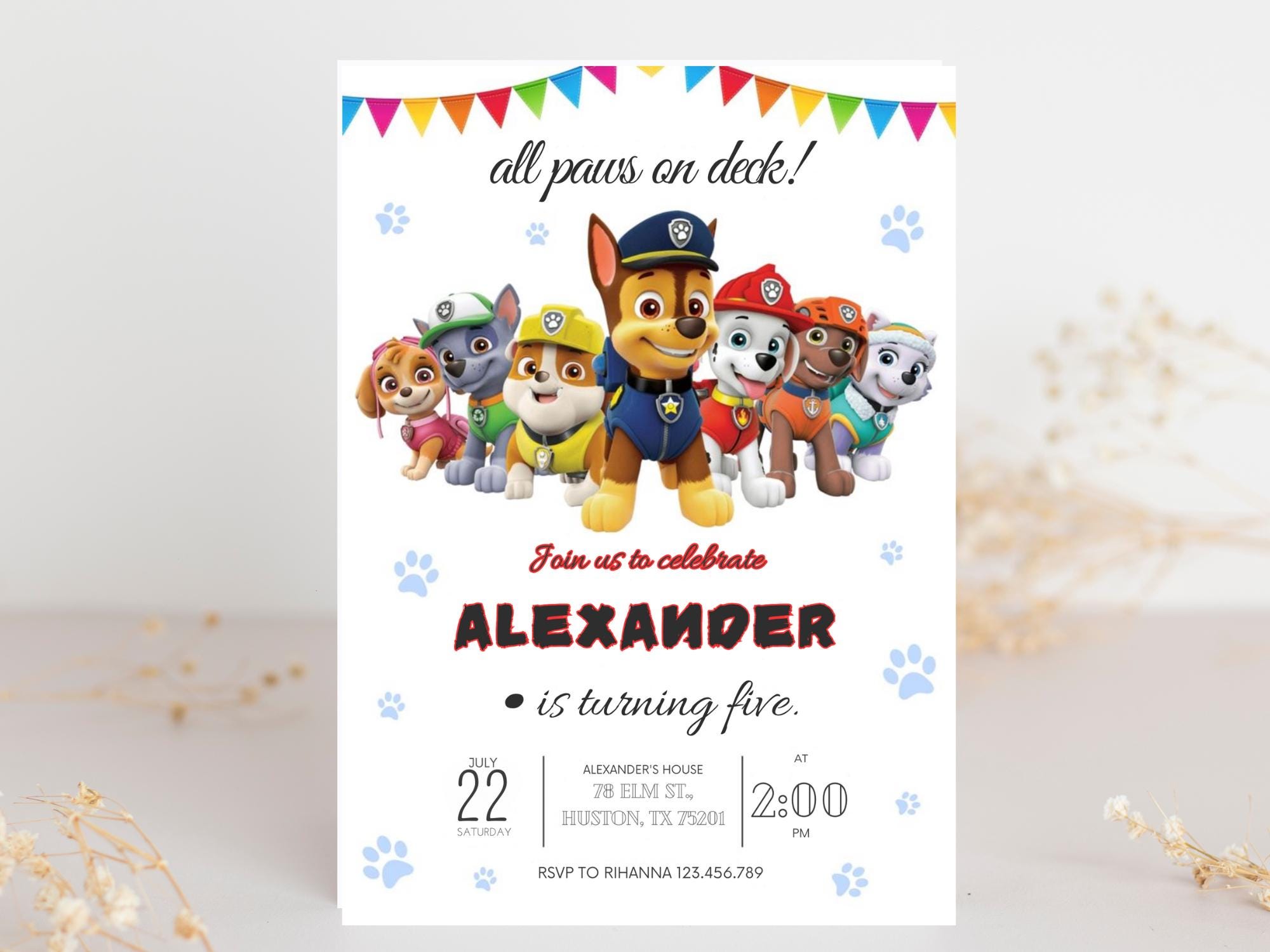 Paw-ty Theme Birthday Invitation for Boys, Personalized Gift Video for ...