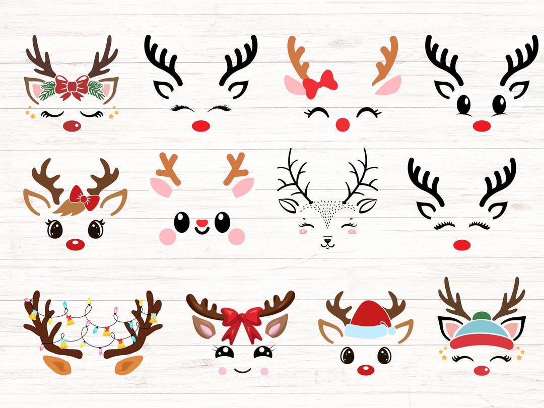 Christmas Reindeer Faces SVG , Christmas Reindeer Clipart , Girl ...