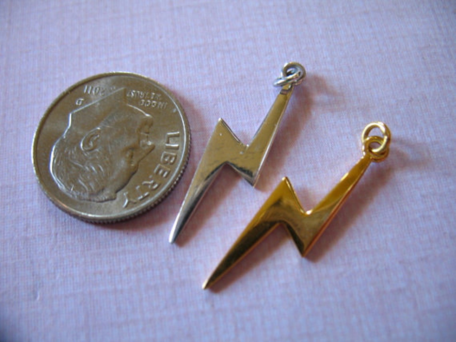 Gold Vermeil LIGHTNING BOLT Charms Pendants / 1-10 Pcs Small | Etsy