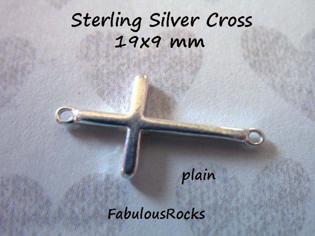 Sterling Silver Sideways Cross Charm: Petite Link Connector (19x9 Mm ...