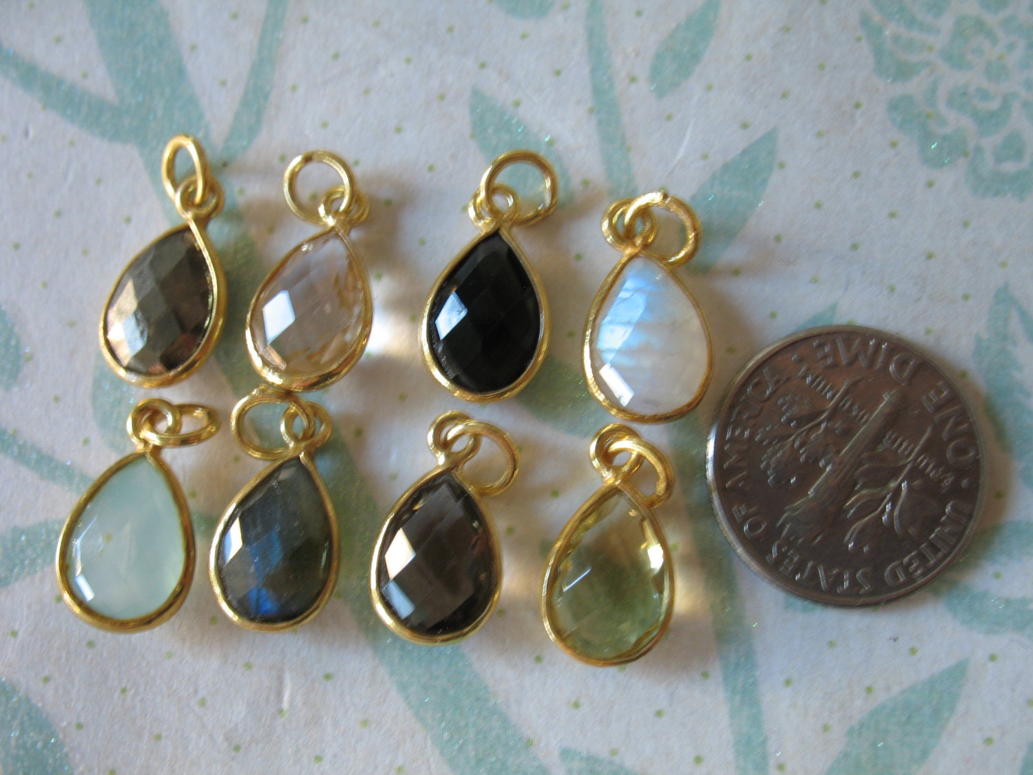 Crystal Quartz Charm Pendants Bezel Set Gem 14x8.25 Mm 24k - Etsy