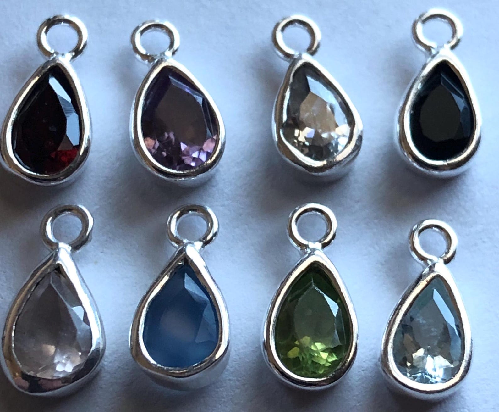 Sterling Silver Pear CZ Charm, Bezel Connector Pendant (11x5.5 Mm) - Etsy