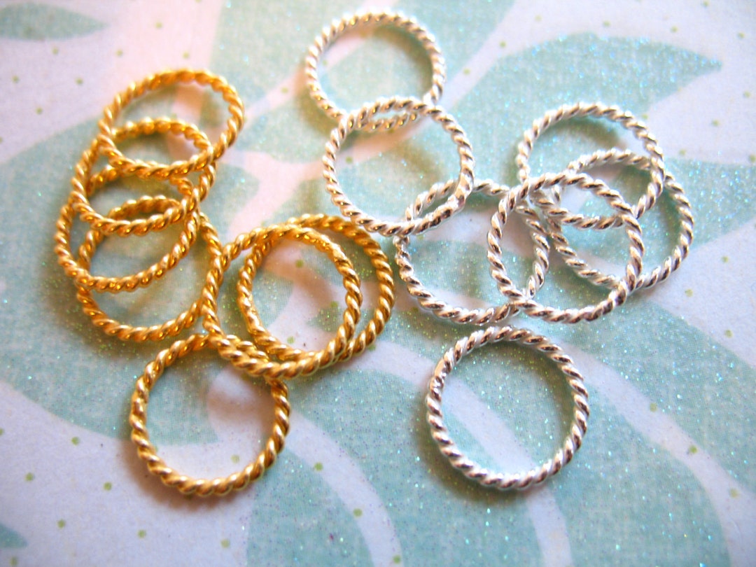 Twisted JUMP RINGS, Links, Connectors, 10 Mm, Sterling Silver or 24k ...