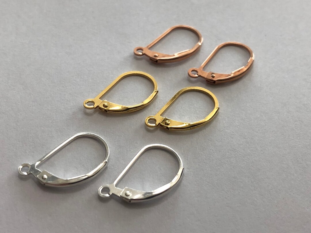 14k Gold Filled Leverback Earrings: Sterling Silver & Rose Gold, 14X9 ...