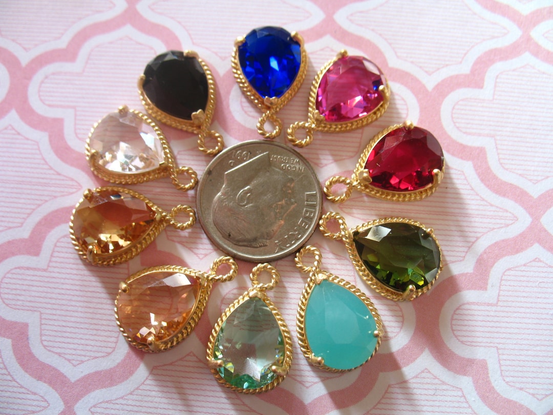 2-500 Pcs / Glass Pendant Glass Charm, 17.5x12 Mm, Gold or Silver ...