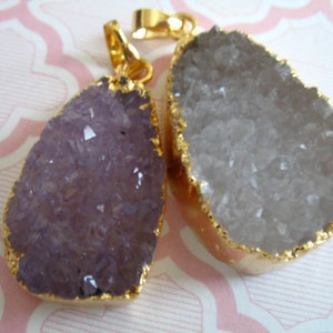 Shop Sale, Agate Druzy Drusy Pendant Charm, 25-30 Mm, 1 In, Gold Electroplated Edged Druzy ...