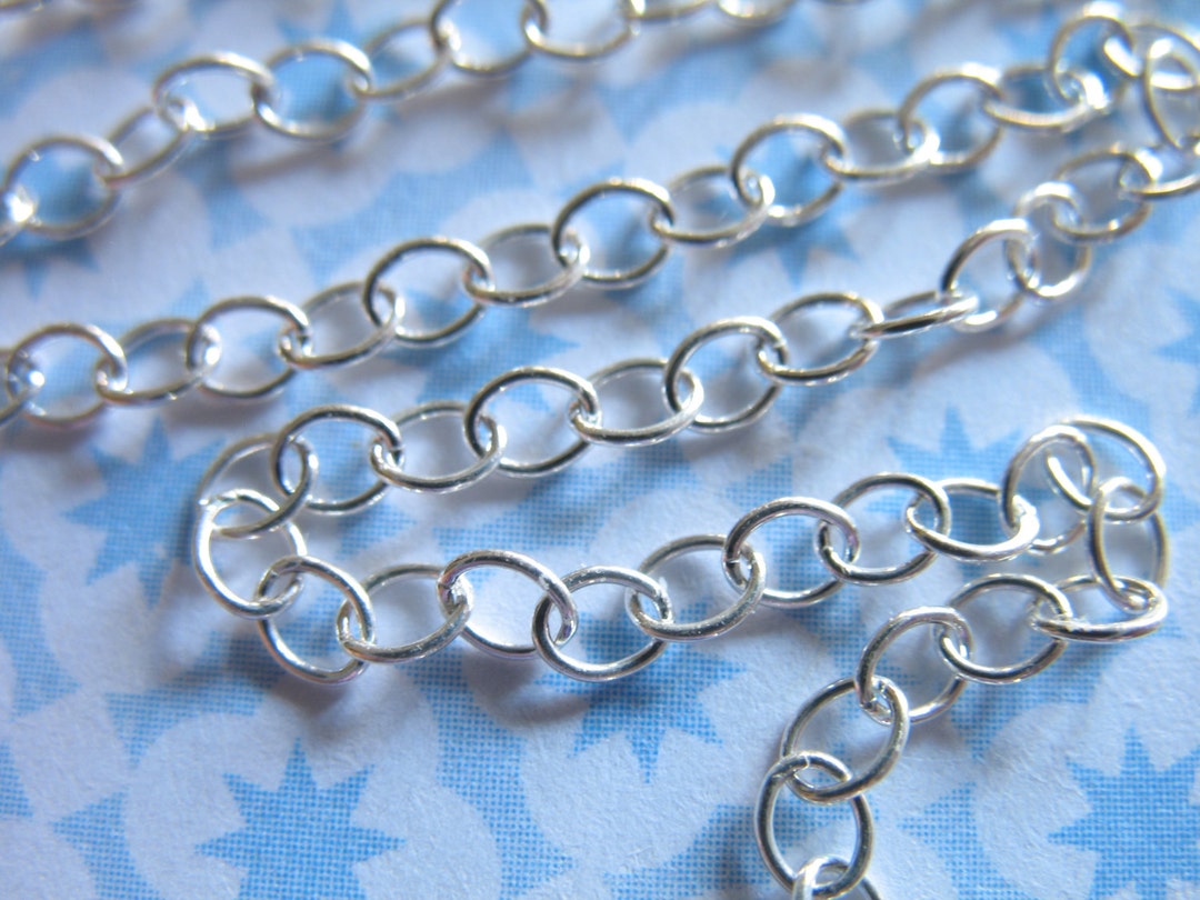 Shop Sale..sterling Silver Cable Chain by the Foot, 3x2.5 Mm Round ...