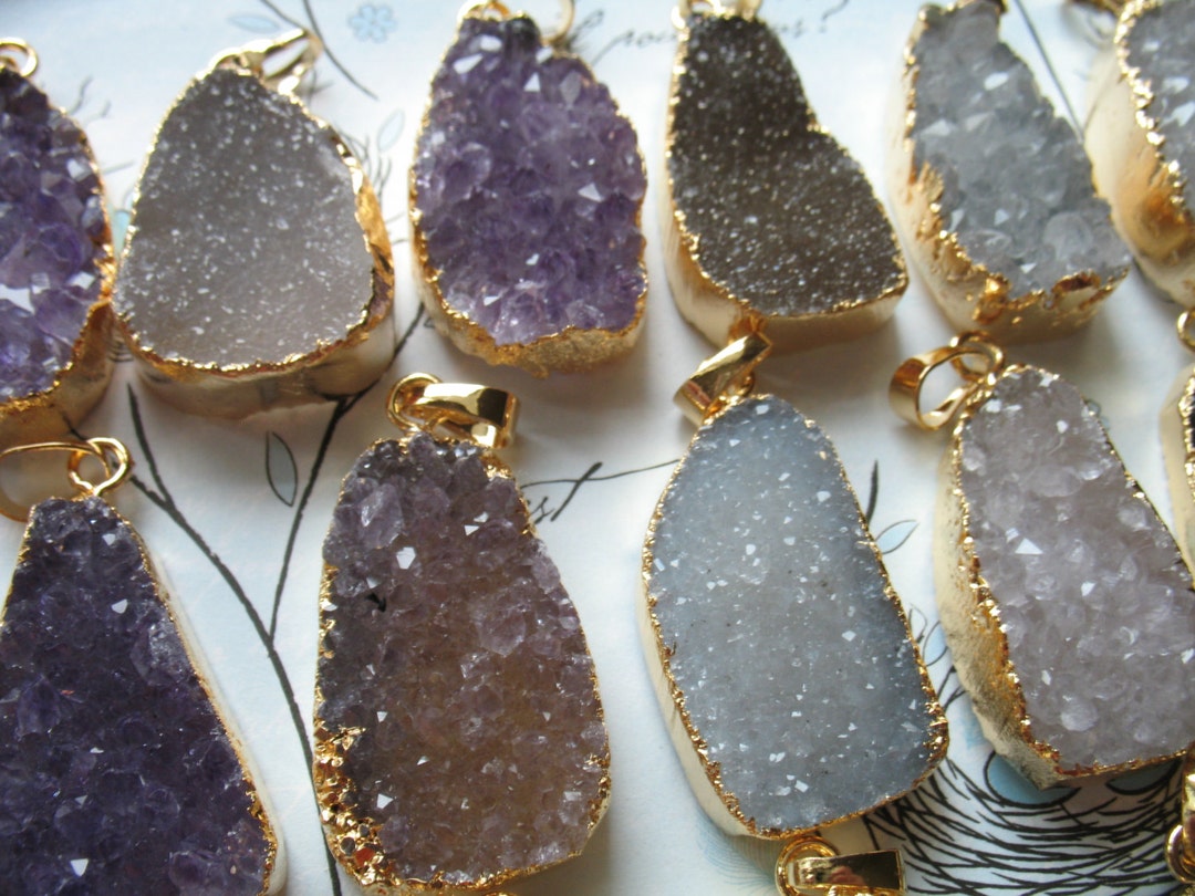 1 Pc, Drusy Pendant Druzy Charm, Natural Druzy, 25-30 Mm, 1-1.5 Inch ...