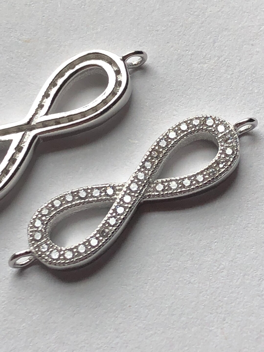 1-10 Pc / CZ INFINITY Charm Pendant Link Connector / Sterling Silver ...