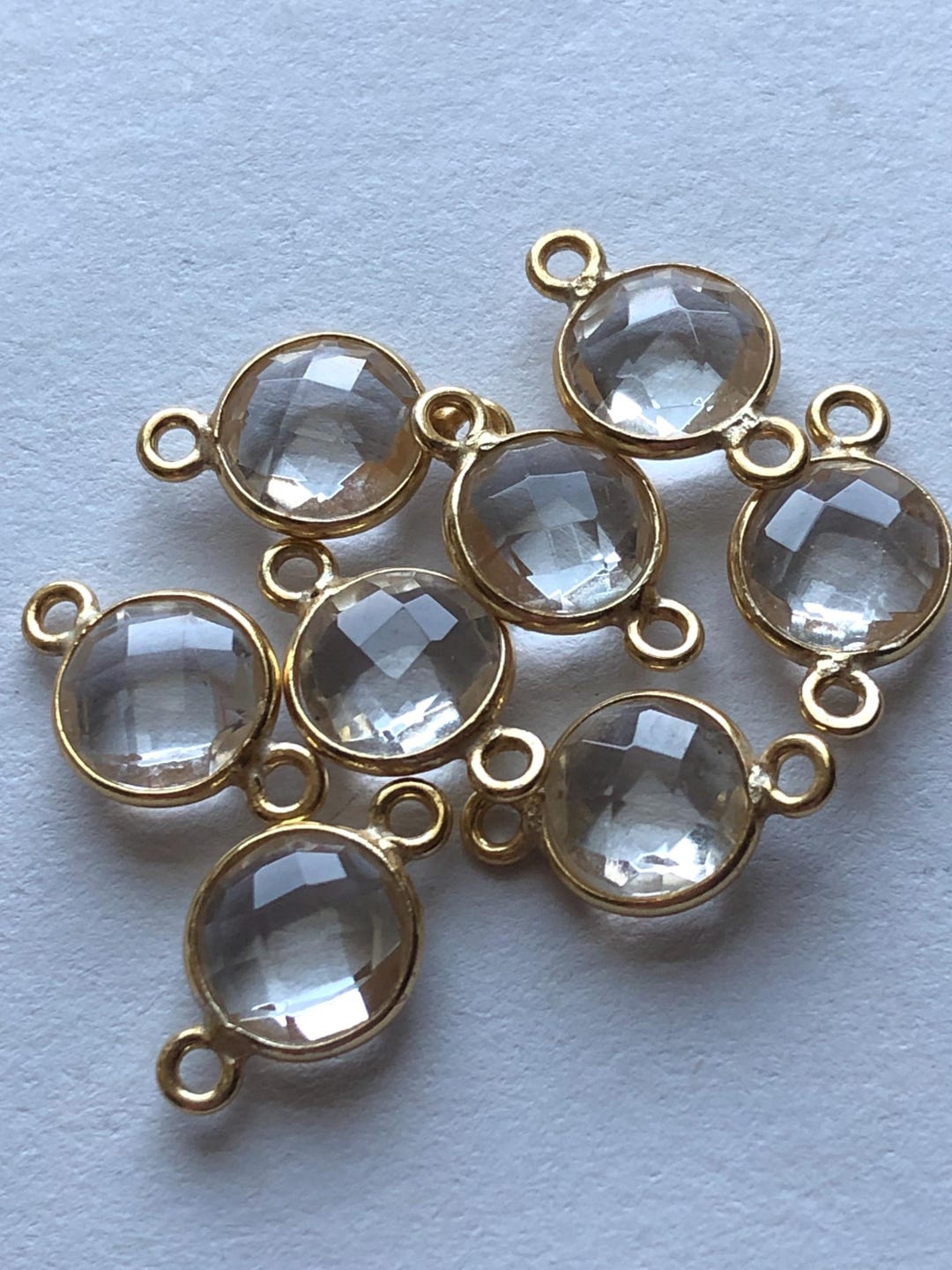 1-50 Pcs, Gemstone Connectors Links, Bezel Set, 24k Gold Vermeil, 14x8 ...