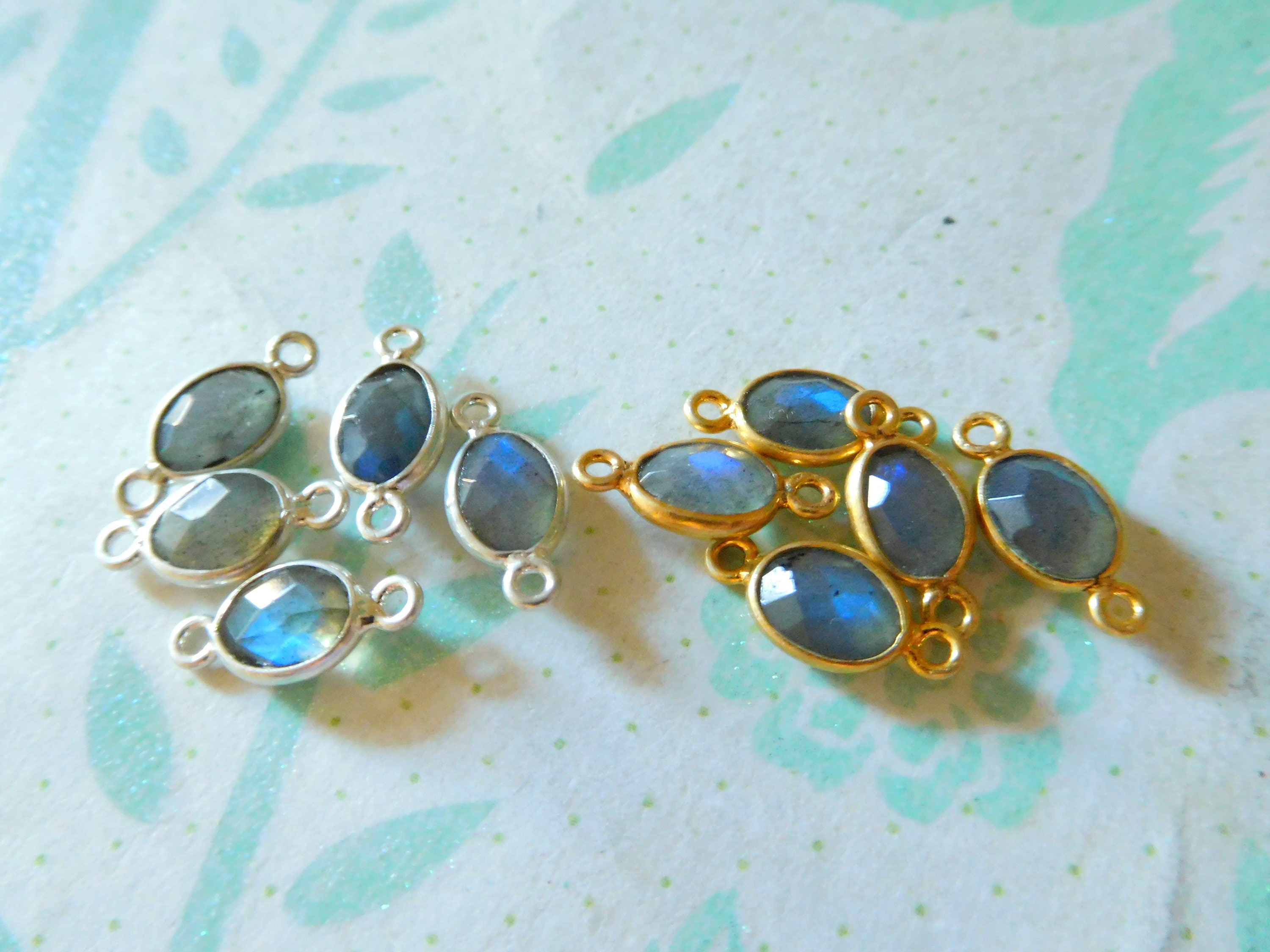 LABRADORITE Gemstone Link Connectors Bezel Gem Link / 1-25 pc | Etsy