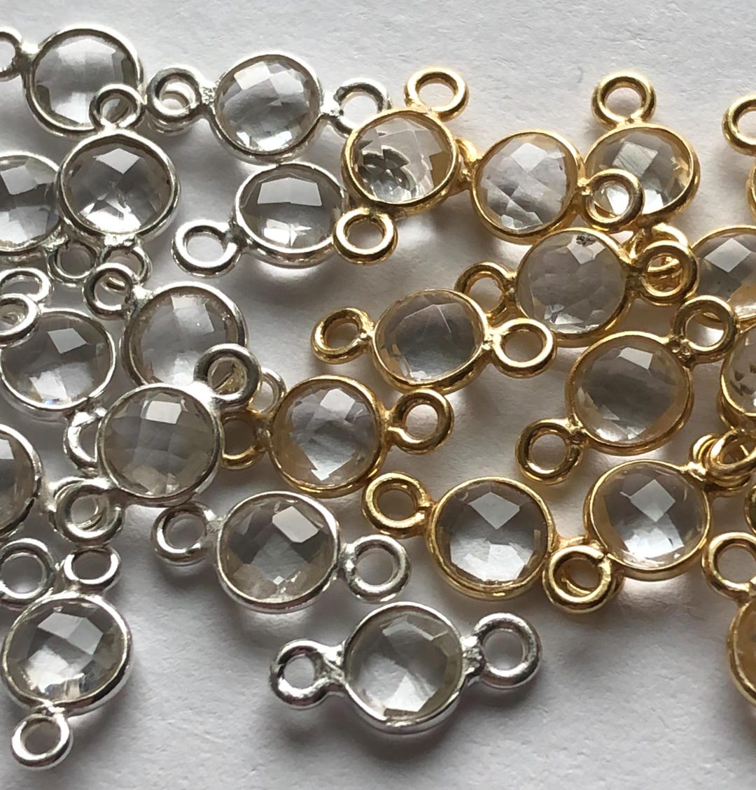 Rock Crystal Quartz Gemstone Connectors / 12x7 Mm / Bezel Set / 925 ...