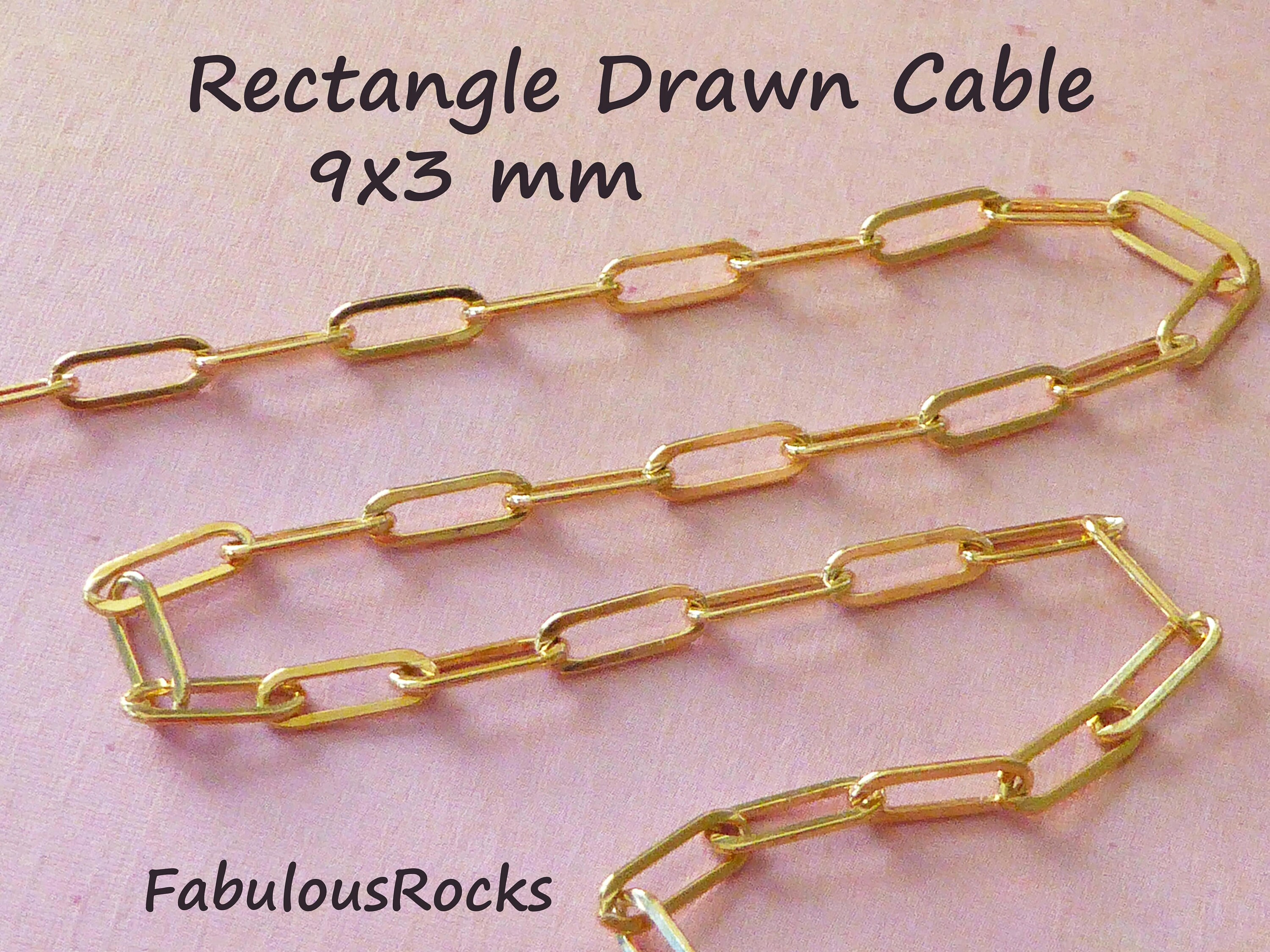 Elongated Drawn Cable Chain 9x3 Mm Rectangle Paper Clip | Etsy UK