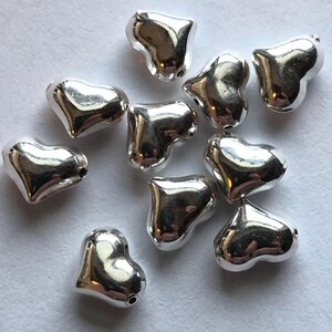 Puffy HEART Beads Charms, Puffed Heart / Sterling Silver, 6x5 Mm ...