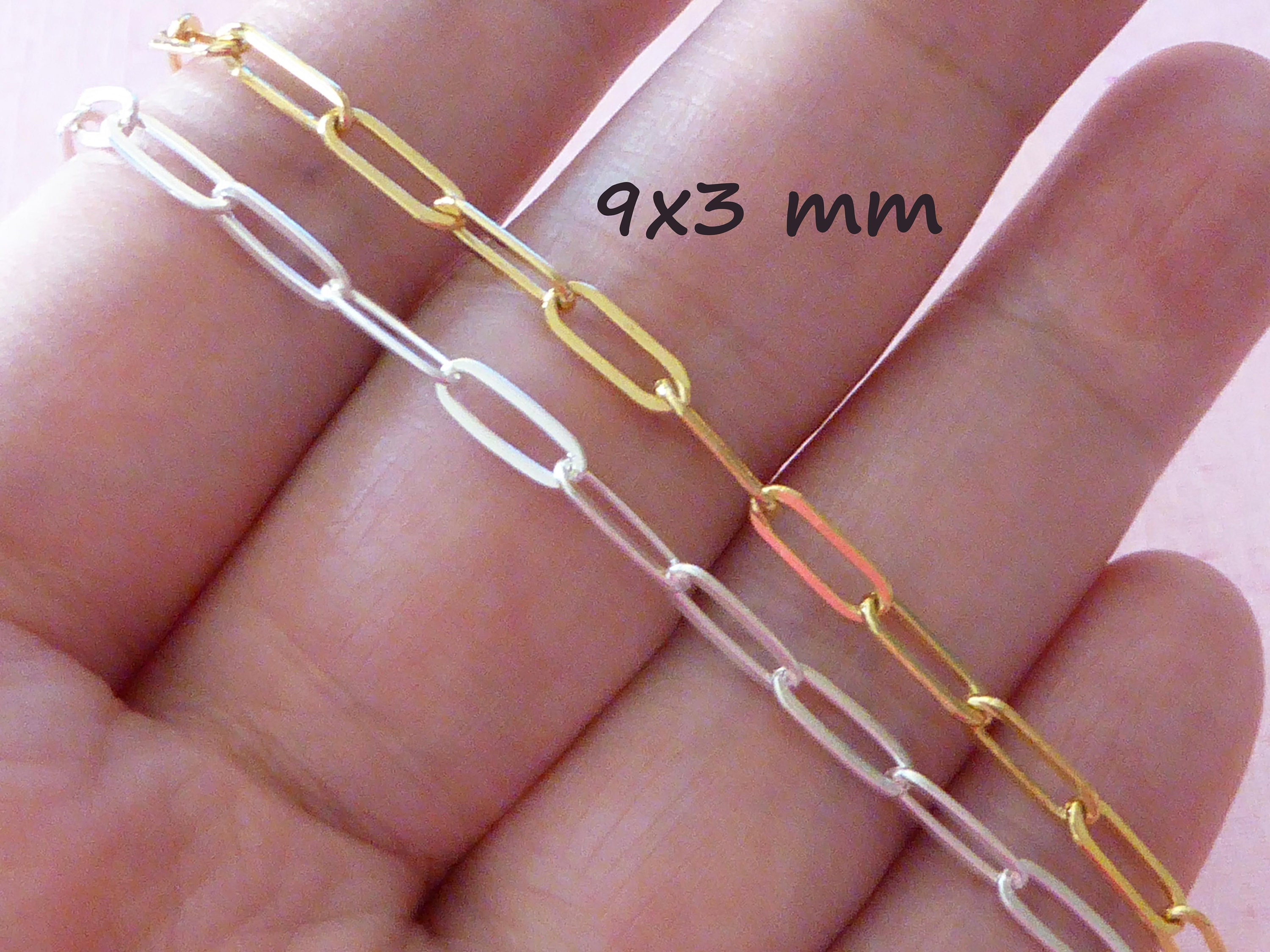 Elongated Drawn Cable Chain 9x3 Mm Rectangle Paper Clip | Etsy UK