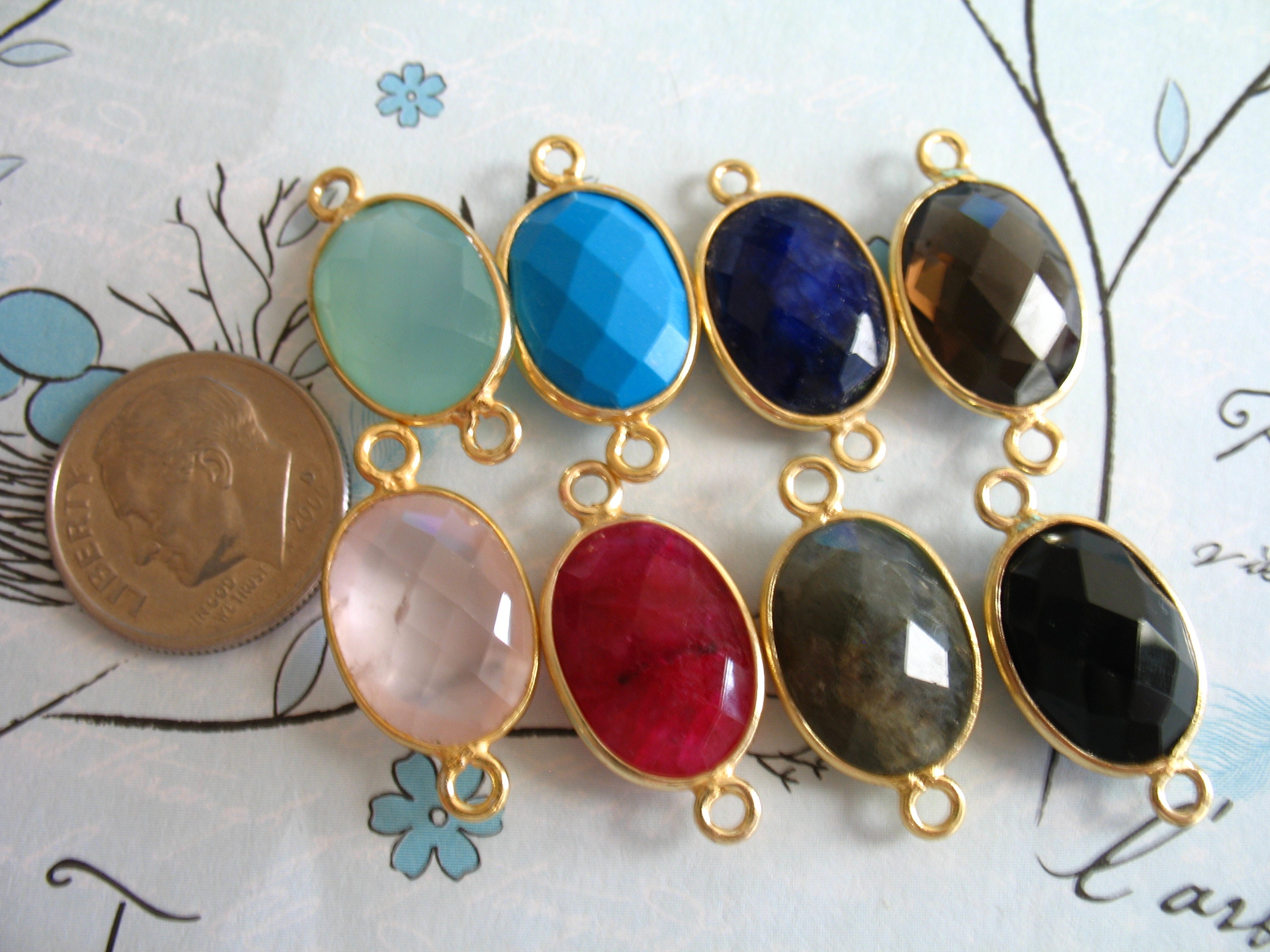 1-10 pcs Gemstone Connectors Links Bezel Set Gem Stone | Etsy