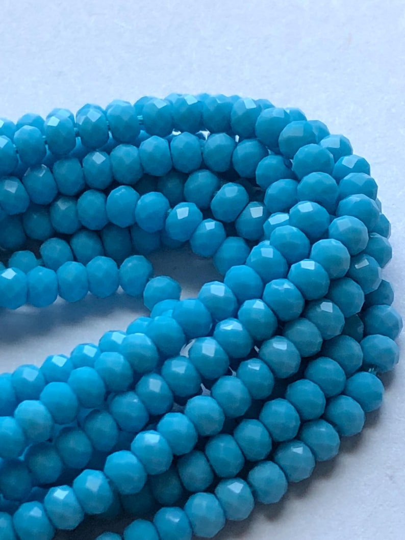 Faceted Turquoise Rondelle Beads: AAA Luxe Sleeping Beauty, Aqua Blue ...