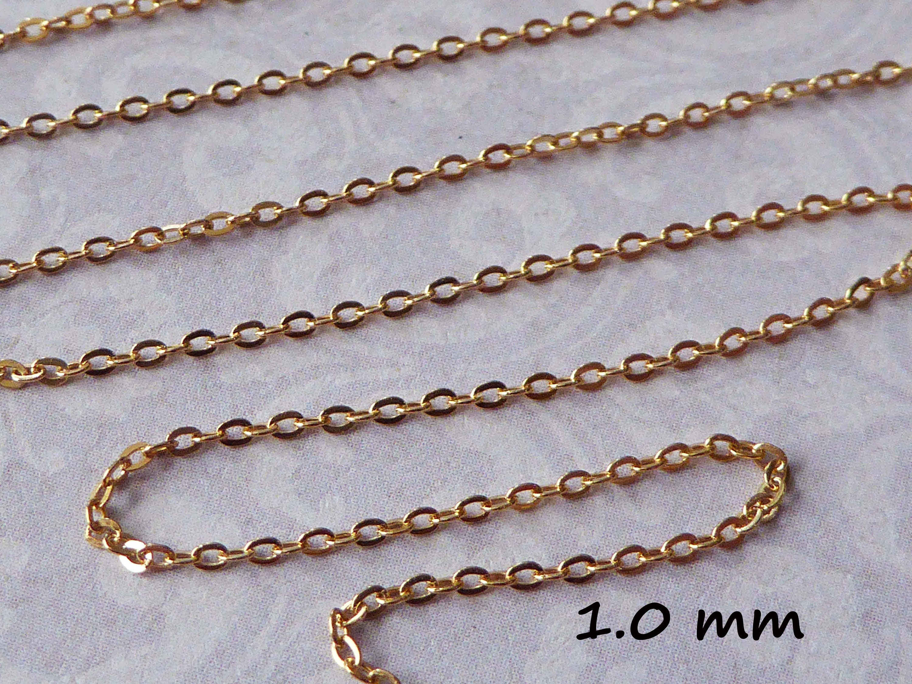 1-100 Feet, Gold Filled Chain, 1 Mm, Flat Cable Dainty Strong Tiny Gold ...