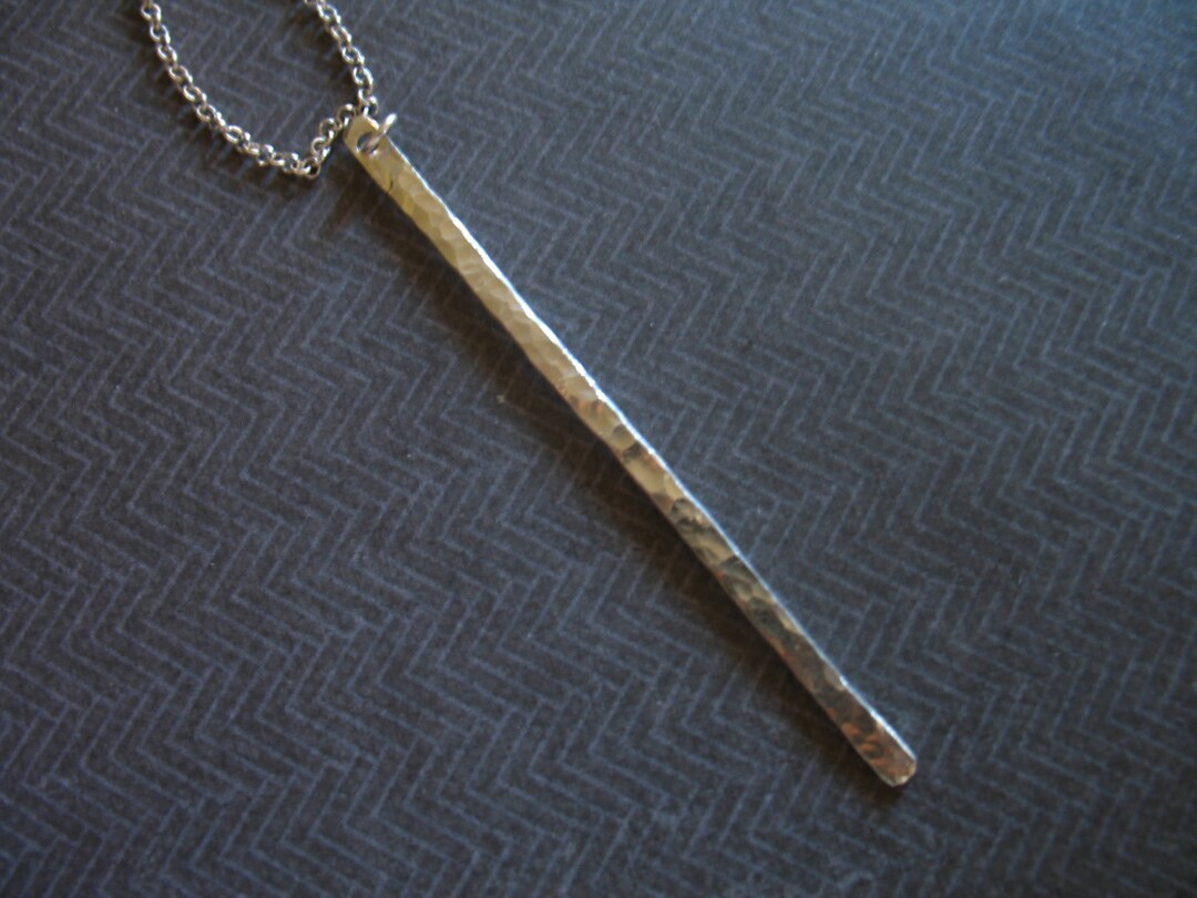 Hammered 14k Gold Fill Bar Pendant – Long Vertical Charm - Etsy
