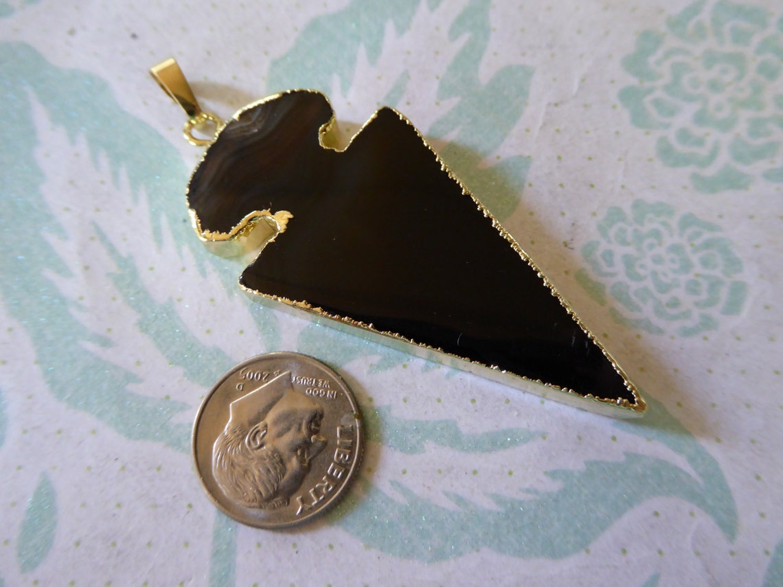 Agate Arrowhead Pendant, Gold Electroplated Edge, Colorful Slabs - Etsy