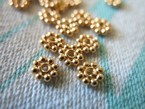 25 100 pcs Wholesale 4 mm 24k Gold Vermeil Daisy Spacers Beads Flat Granulated organic artisan discount. vsb4