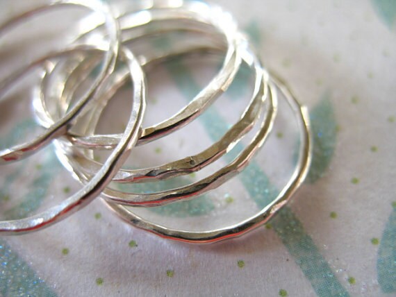 5 Rings Sterling Silver STACK RING Midi Ring Above Knuckle | Etsy