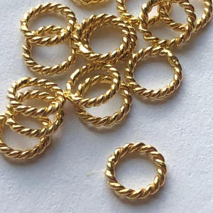 24k Gold Vermeil Twisted Jump Rings: Thick, 6mm, 18 Gauge - Etsy