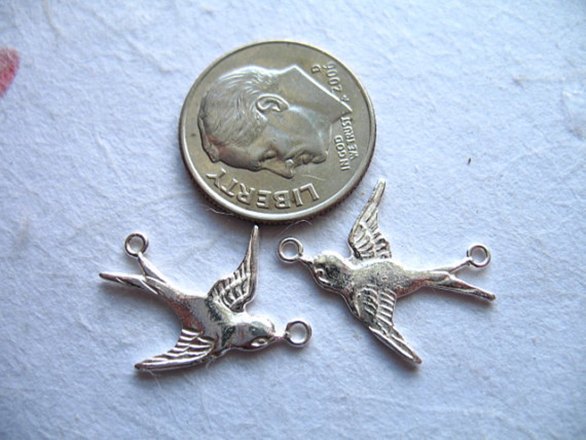 SWALLOW Sparrow Link Connectors Pendant Charm / 24k Gold | Etsy