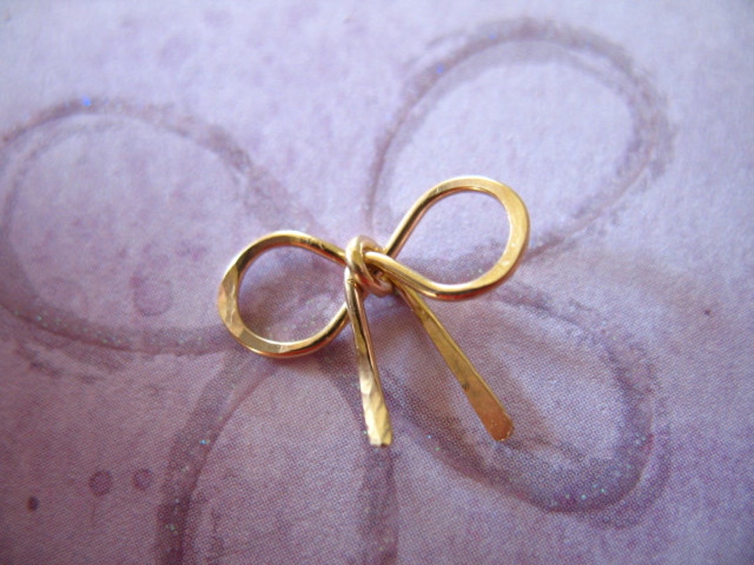 Handmade GOLD BOW Charm Pendant Ribbon Charm Pendant, 14k Gold Filled ...