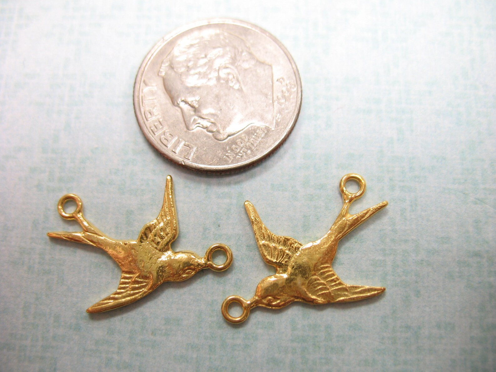 SWALLOW Sparrow Link Connectors Pendant Charm / 24k Gold | Etsy