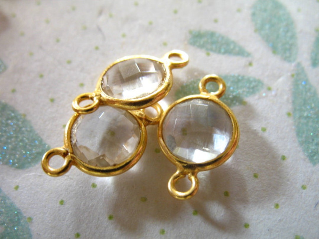 Gems Connectors Links, Rock Crystal Quartz Bezel Charm Gemstone ...