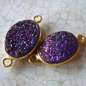 Druzy Connector Druzy Link Pendant Charm / WHITE Double Bail, Drusy Druse, 20.5x10.5 Mm, 24k ...