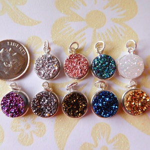 Druzy Pendant Charm Drop Drusy, Bezel Gem Gemstone Druzy / 11 Mm, 24k ...