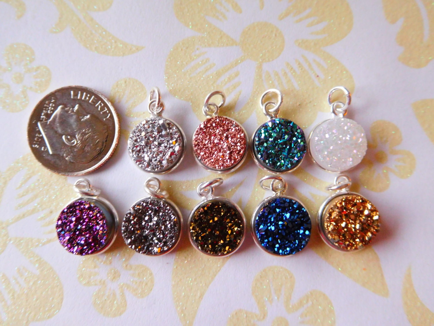 Druzy Pendant Charm Drop Drusy Bezel Gem Gemstone Druzy / 11 | Etsy