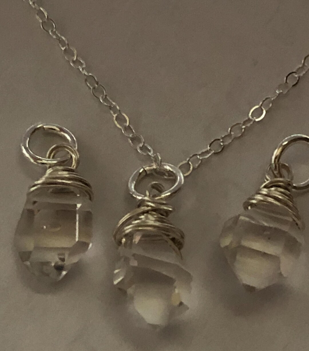 Herkimer Diamond Pendant: Sterling Silver Wire Wrapped Crystal Quartz ...