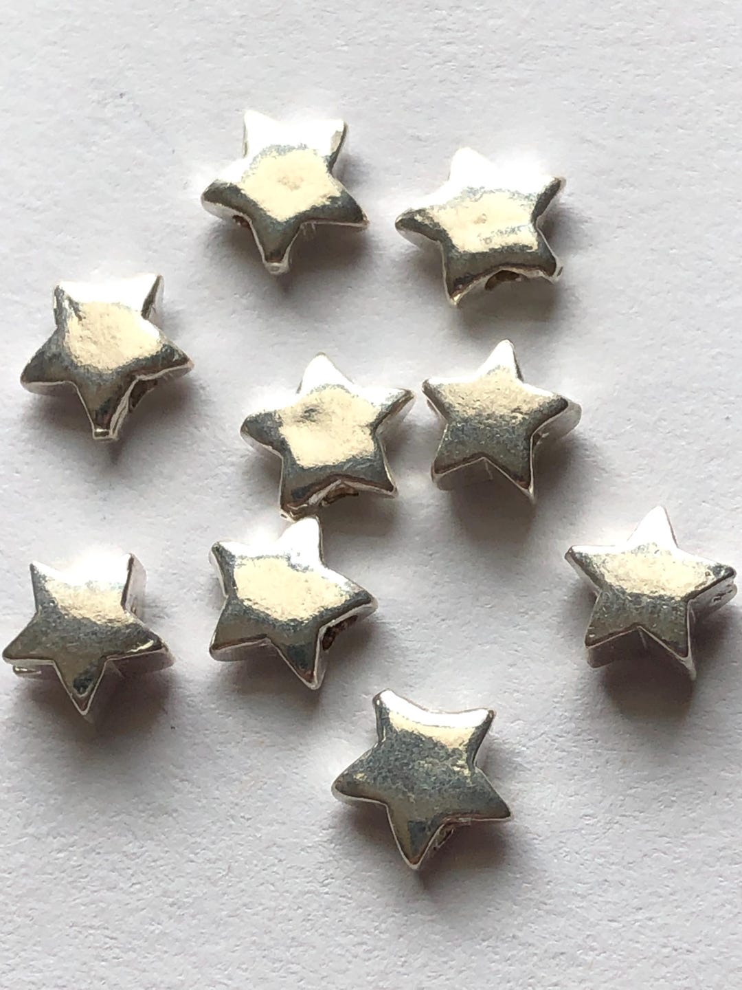 Sterling Silver Puffy Star Charms, Petite Twinkle Beads (6.5x2.5 Mm) - Etsy