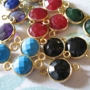 Gemstone Connector Link, RUBY, Bezel Gem / Sterling Silver or 24k Gold ...