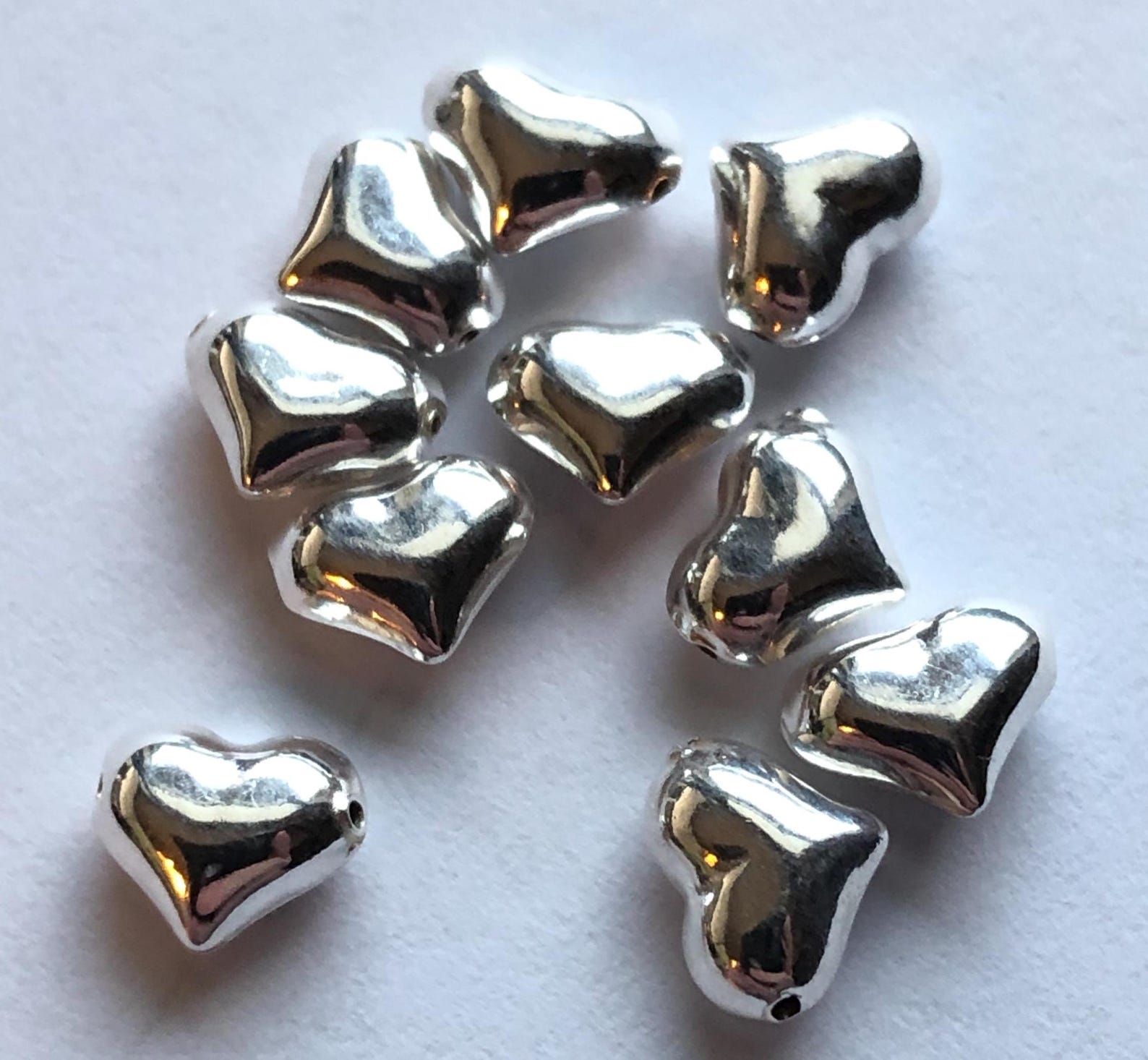 Puffy HEART Beads Charms, Puffed Heart / Sterling Silver, 6x5 Mm ...