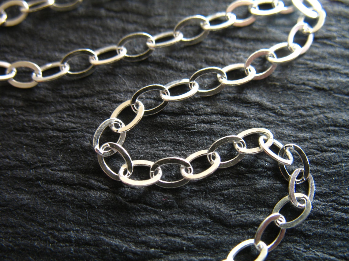 Sterling Silver Chain 10% Less 925 SS 3.5x2.6 Mm Flat Cable - Etsy