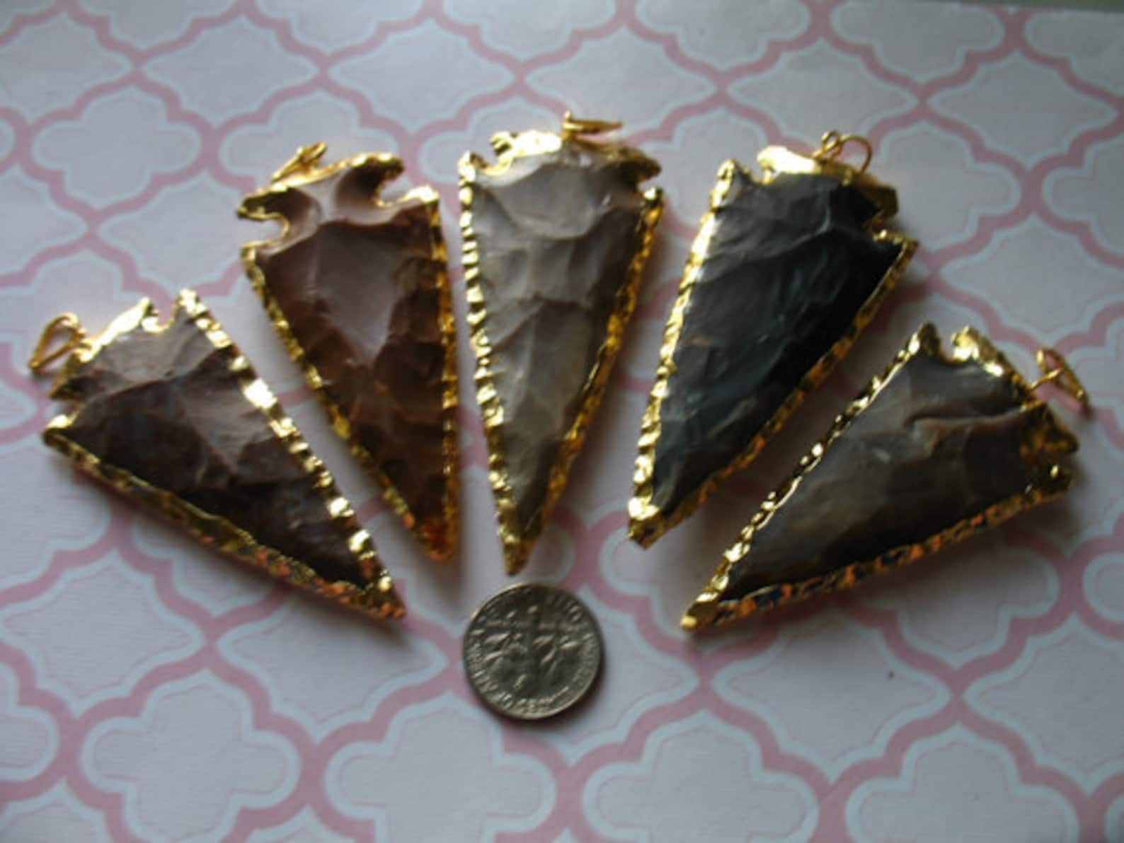 1-10 Pcs Crystal Arrowhead Arrow Head Pendant Charm 24k Gold - Etsy